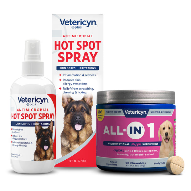 Vetericyn Plus Hot Spot Spray and ALL-IN Dog Supplement Bundle – Vetericyn