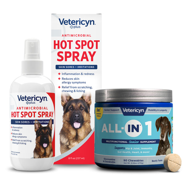 Vetericyn Plus Hot Spot Spray and ALL-IN Dog Supplement Bundle – Vetericyn